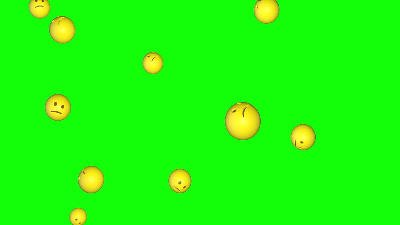 Confused 3D Emojis Falling Green Screen Free Stock Video Footage Download Clips Motion Graphics